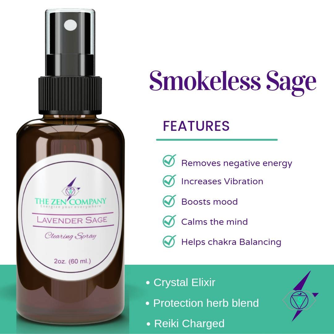 White Sage Smudge Spray | Lavender Sage Spray | Crystal Elixir ...