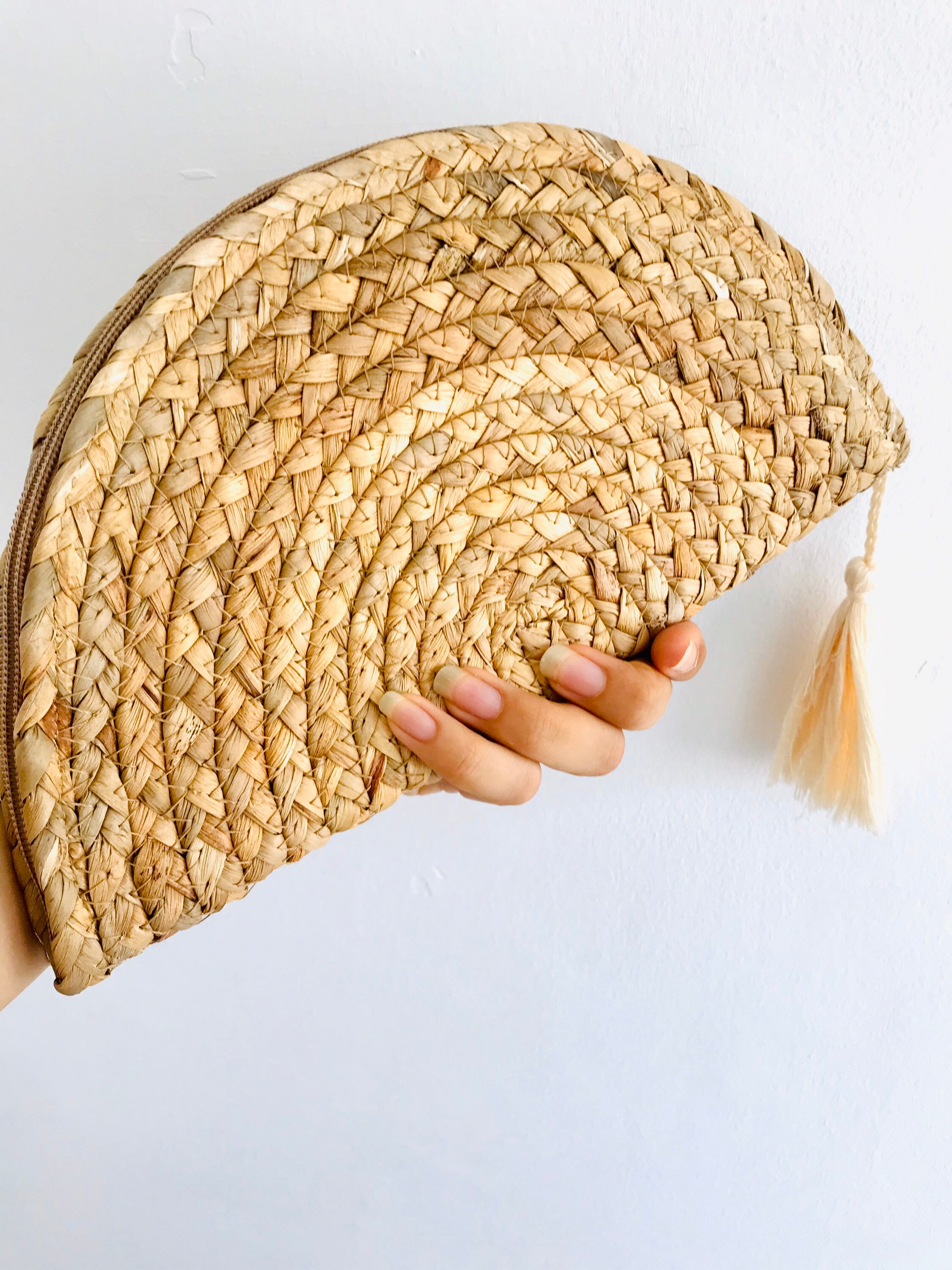 3 LEFT Half Circle Straw Clutch Bag // Evening Purse // | Etsy