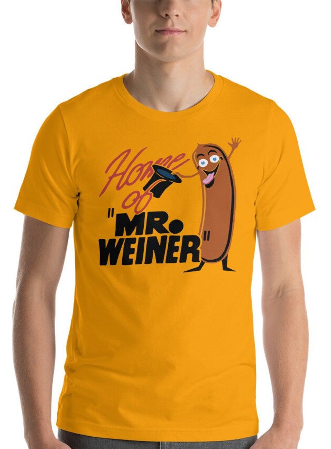 Funny Home of Mr. Weiner Anthropomorphic Hotdog Short-sleeve Unisex T ...