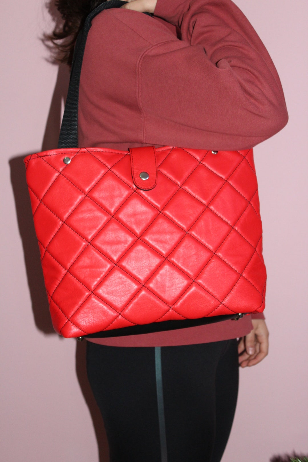 Red Leather Bag Leather Bag Women Modern Leather Bag Red Women Bag ...