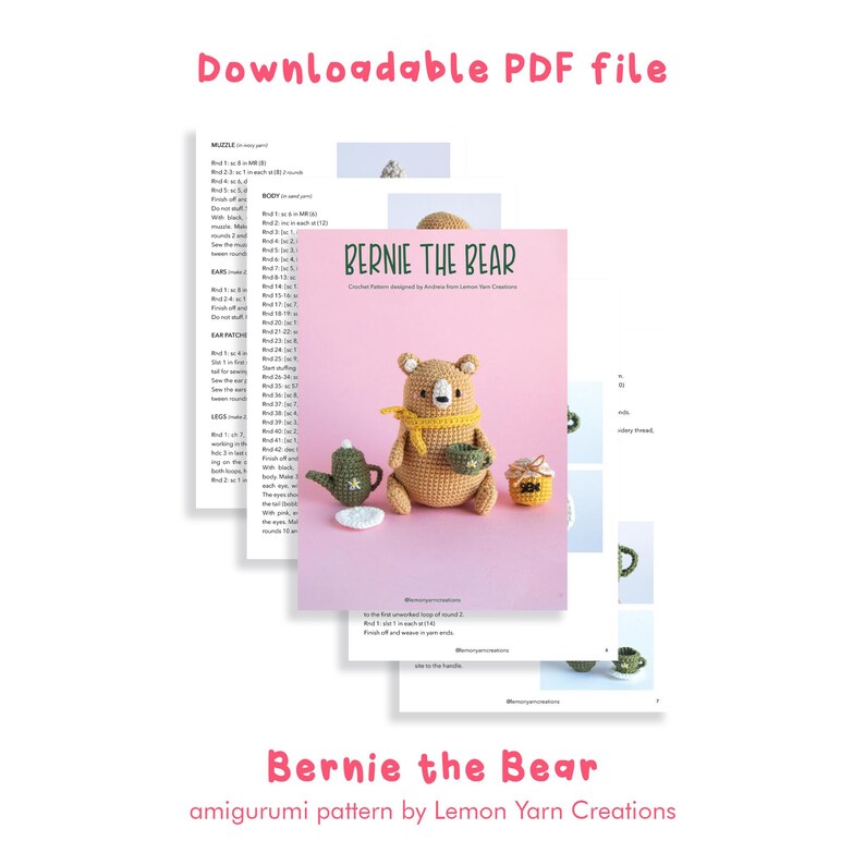 Lemon Yarn Creations | CROCHET PATTERN Bernie the Bear | Amigurumi ...
