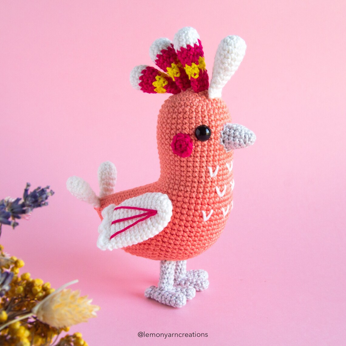 Lemon Yarn Creations | PADRÃO DE CROCHÊ Coral, a Cacatua | Pássaro ...