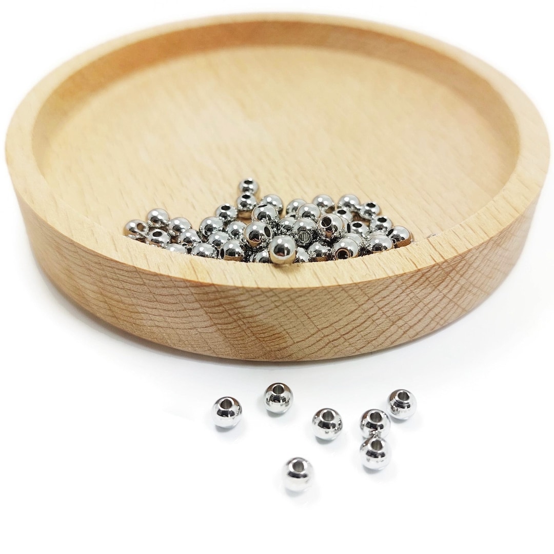 30 X 4mm Round Stainless Steel Beads, Round Spacer Beads, Bead ...
