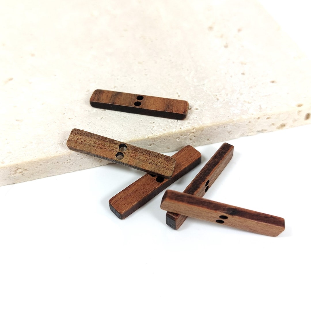 Rectangular Bar Connectors in Walnut Wood, 24x4.5mm, Natural Unstained ...