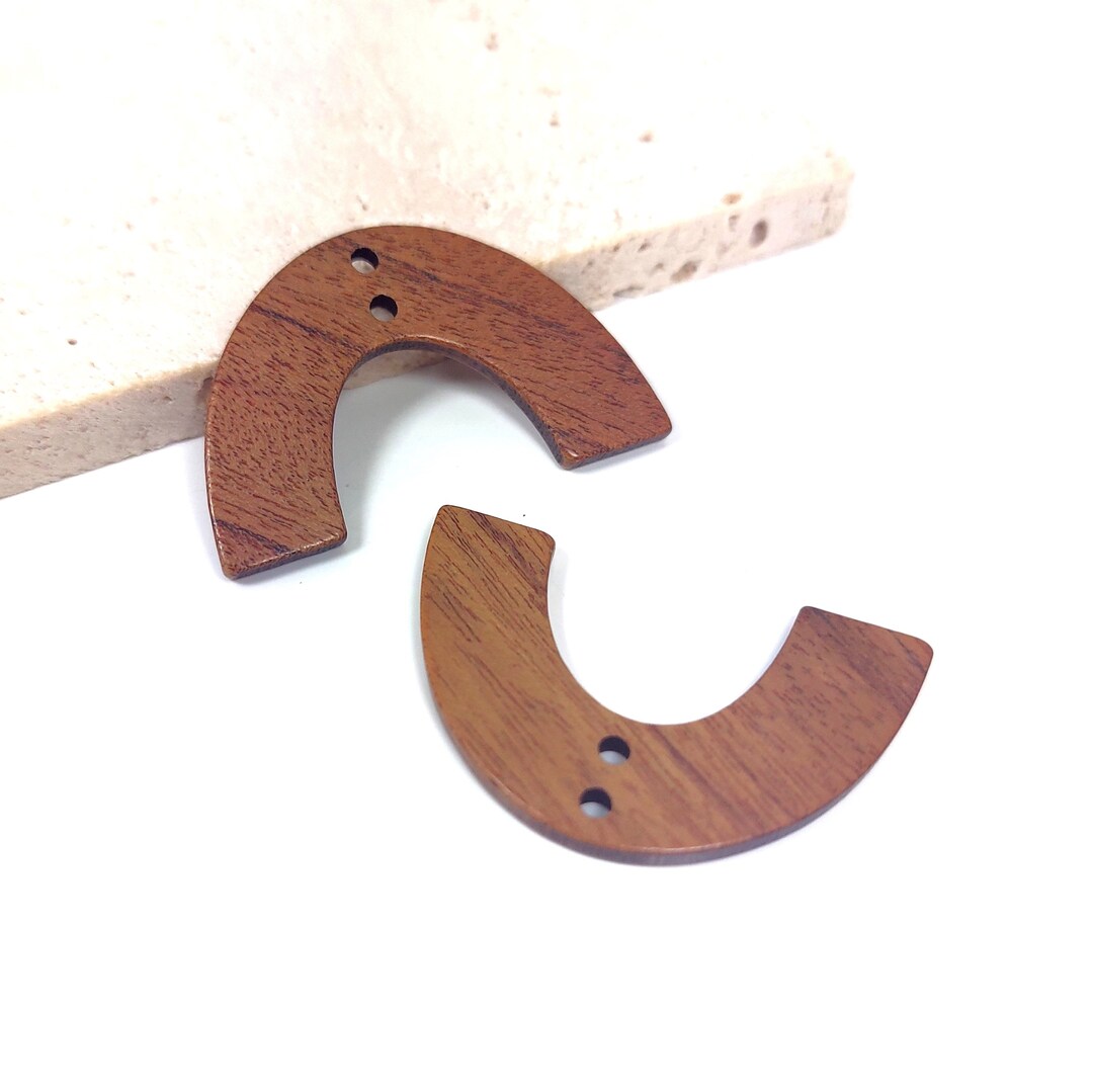 Walnut Wood Arch Connectors, 21x33.5mm, Natural Unstained, 2 Holes ...