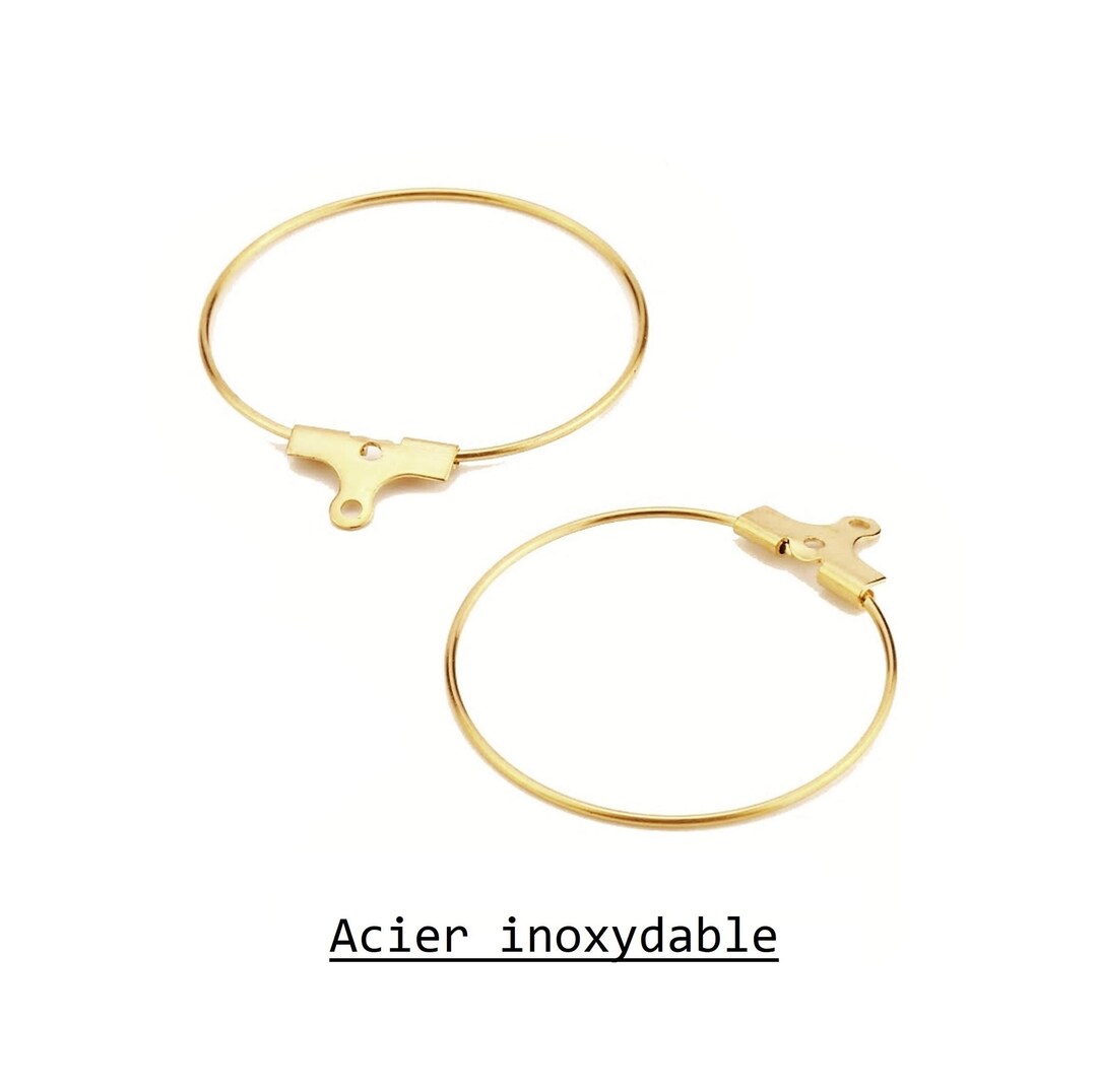 6 Round Gold-plated Stainless Steel Hoop Earrings, 30mm, Round Hoop ...
