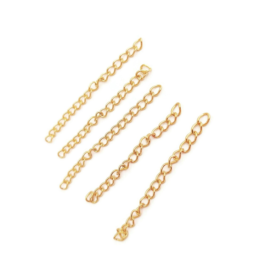 10 Gold-plated Stainless Steel (IP) Extension Chains, 5cm, Creative ...