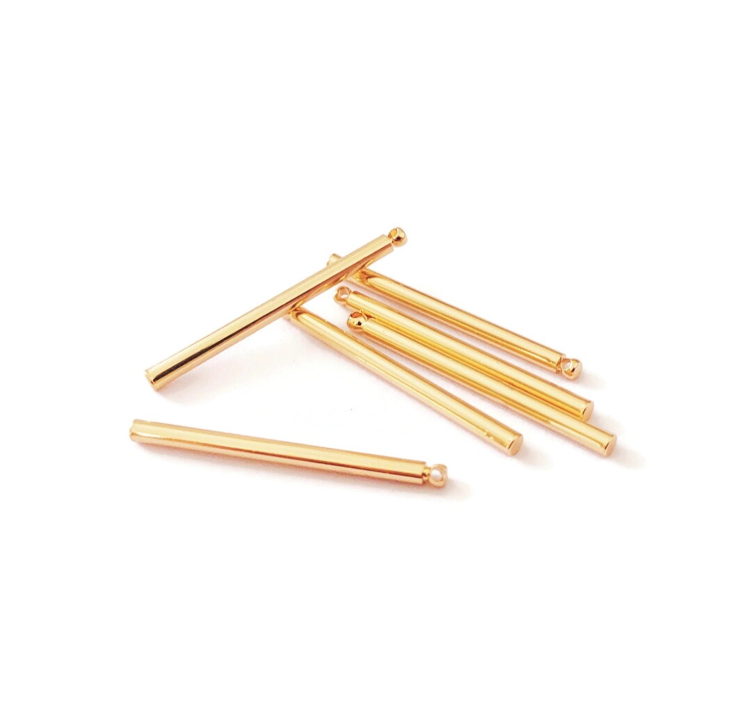 Round Stick Charms in 18k Gold-plated Brass, 30mm or 40mm, Bar ...