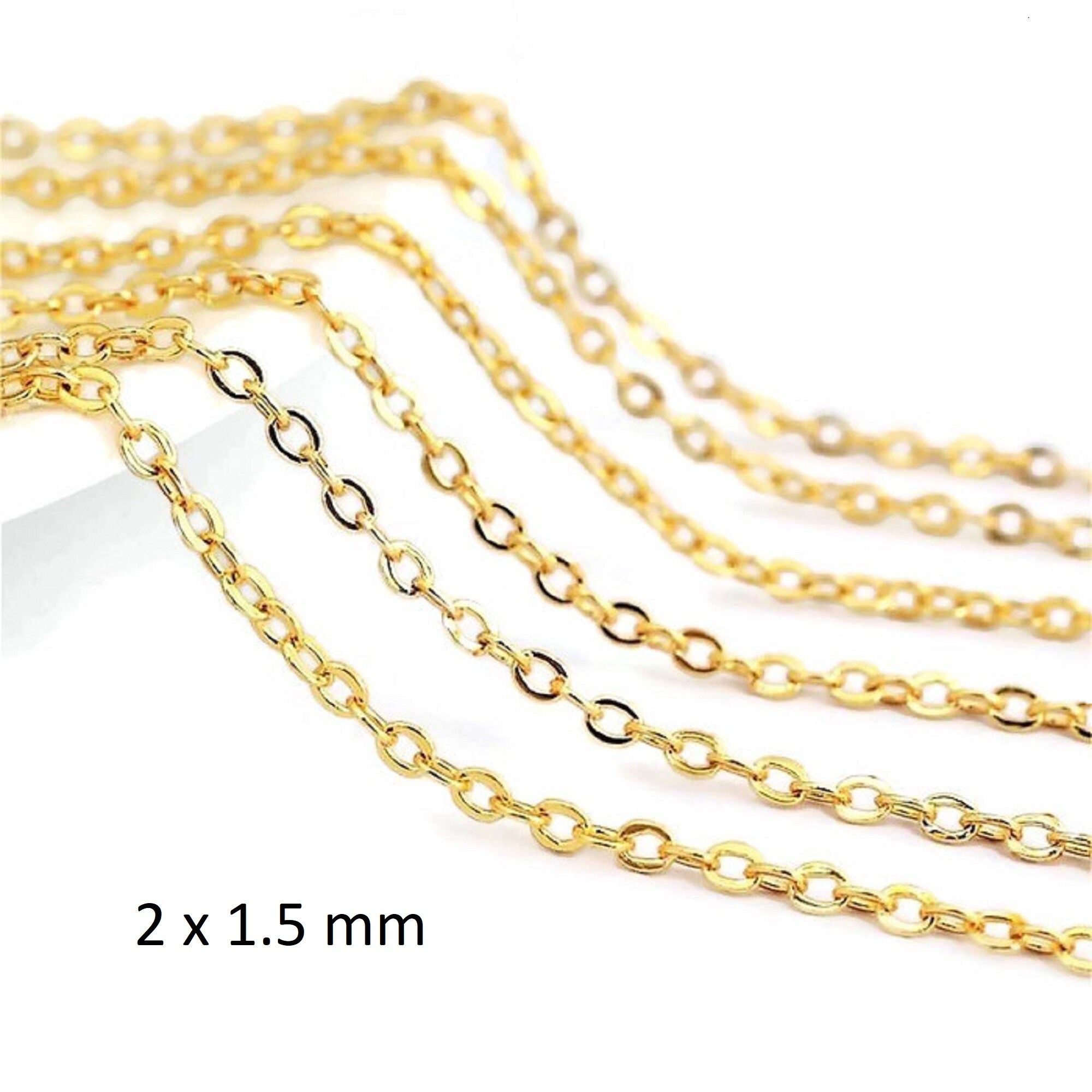 5m Très fine chaîne maille forçat en laiton or doré 2 x 1.5 - Etsy France