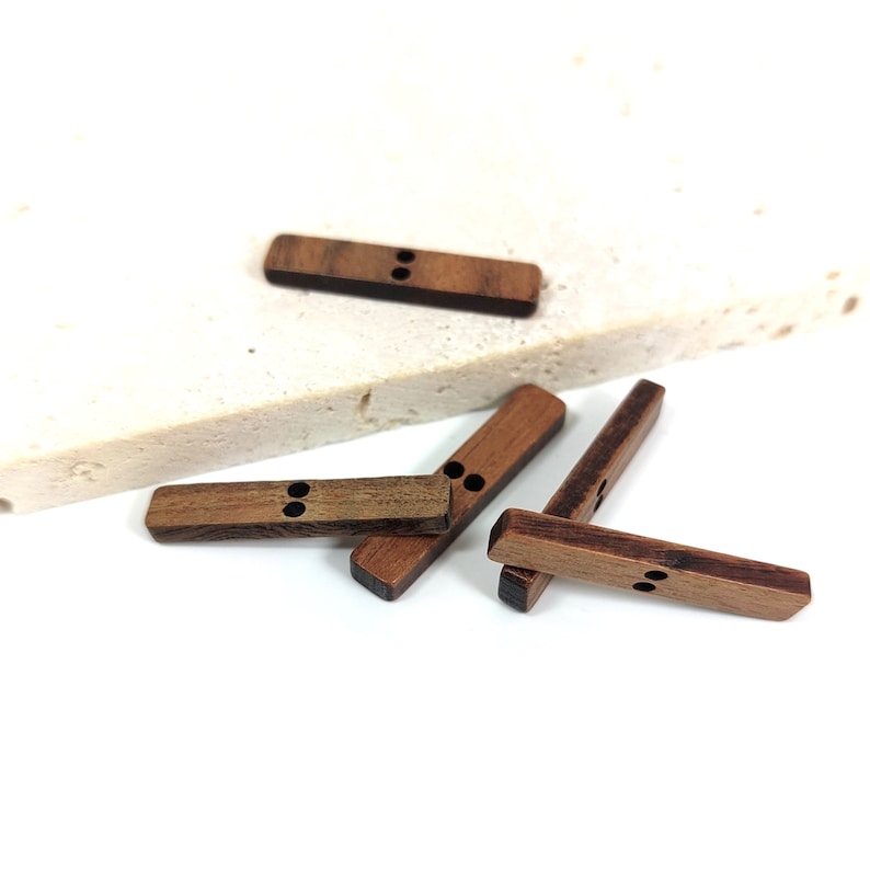 Rectangular Bar Connectors in Walnut Wood, 24x4.5mm, Natural Unstained ...