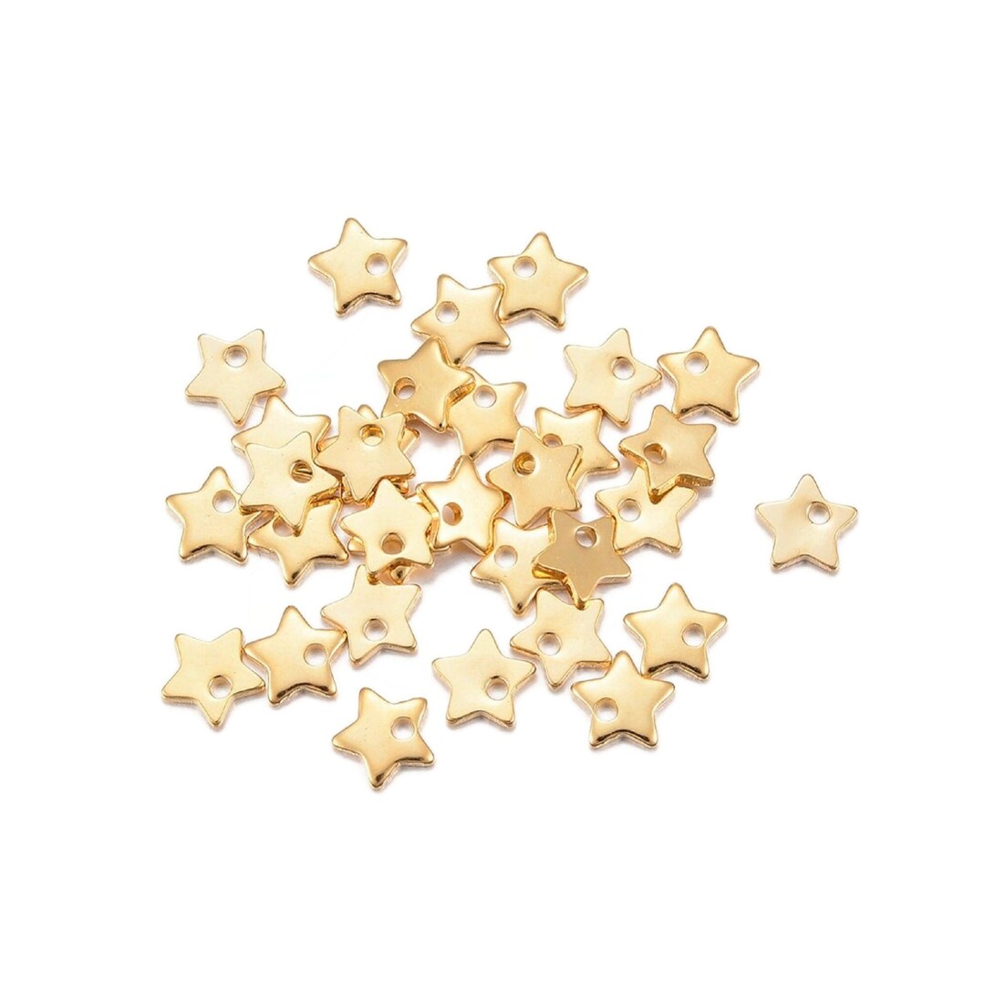 Mini Star Charms in Gold Stainless Steel, Diameter 6mm, Lot of 10 or 30 ...