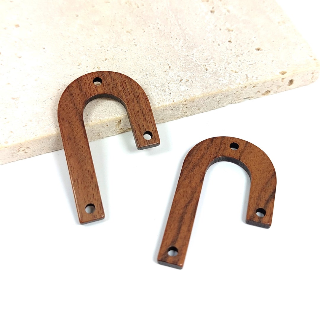 Asymmetrical Arch Connectors Made of Walnut Wood, 34x21mm, Natural ...