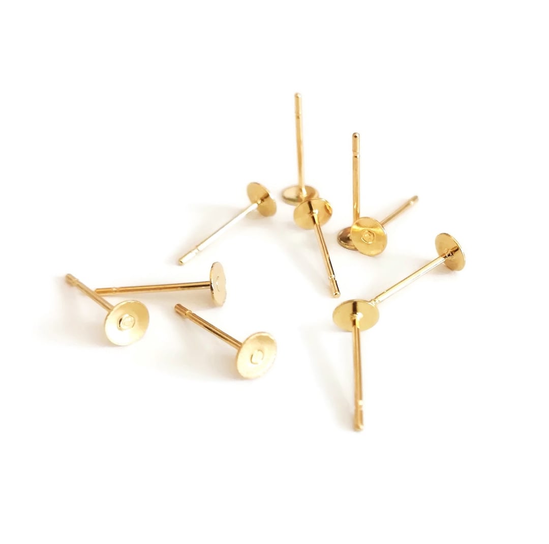 4mm 18k Gold-plated Stainless Steel Pin Backs, Adhesive Earring ...