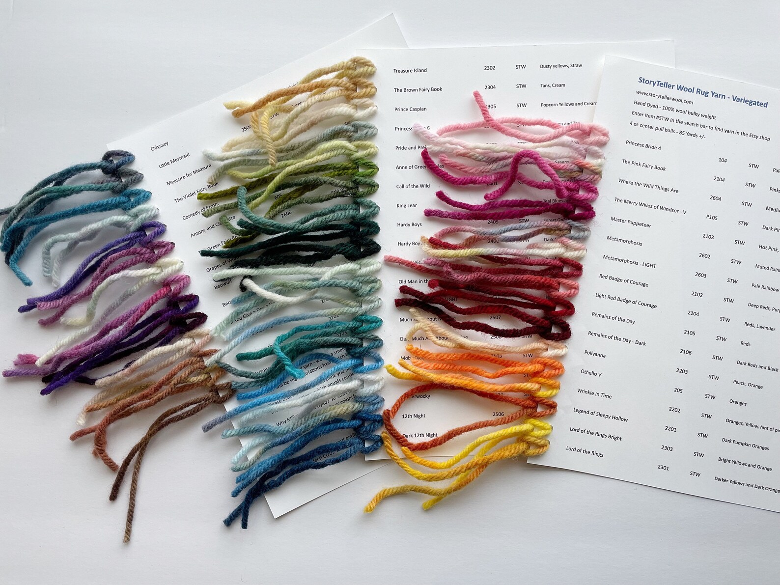 Sample Cards - Wool Rug Yarn, Weaving Yarn, 4ply Bulky Weight, Punch ...