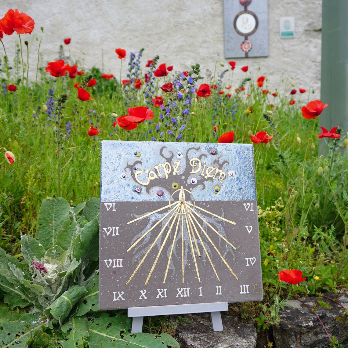 Sundial Tree of Life Blue Carpe Diem and Gold Keys for South - Etsy