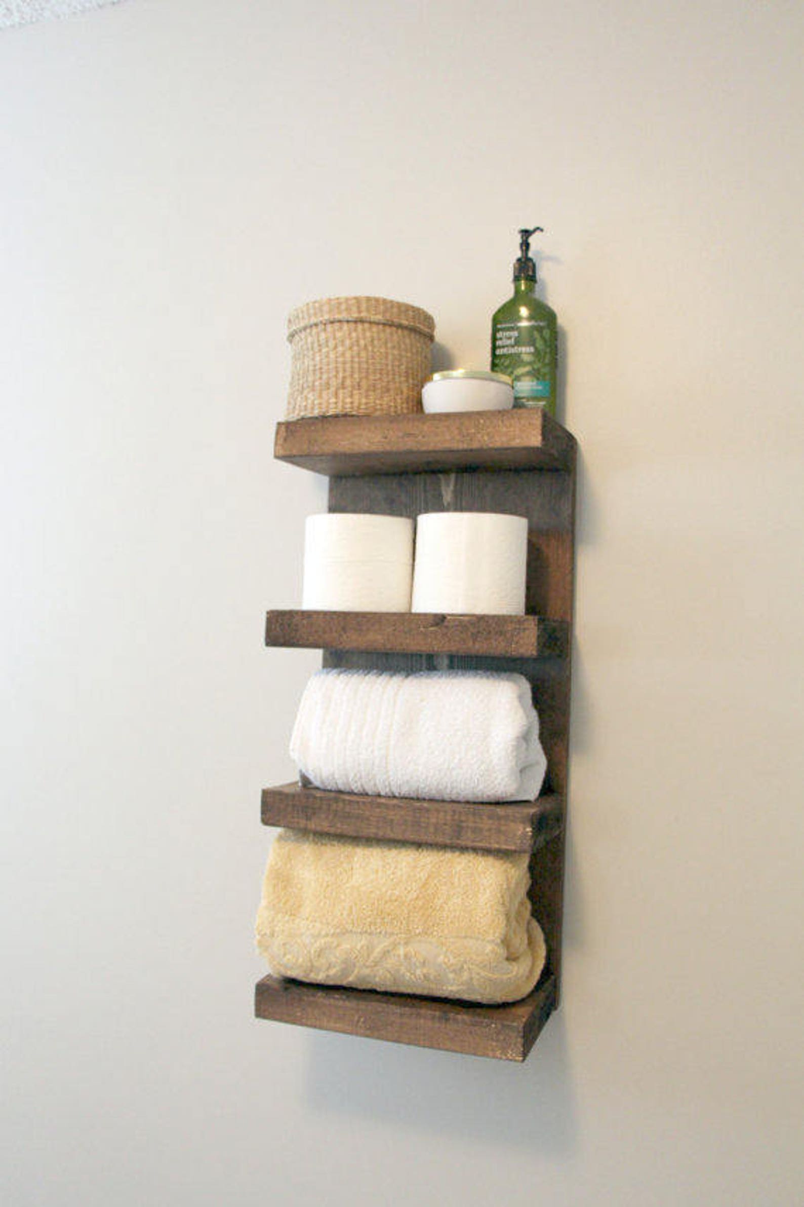 Bathroom Towel Rack, 4 Tier Bath Storage, Everyday Towel Rack, Floating ...
