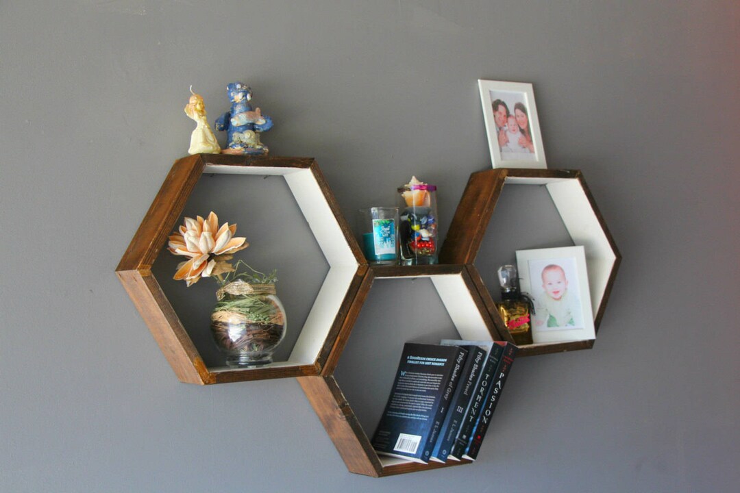 Geometric Hexagon Shelves, Storage Shelves, Honeycomb Cubby Shelves ...
