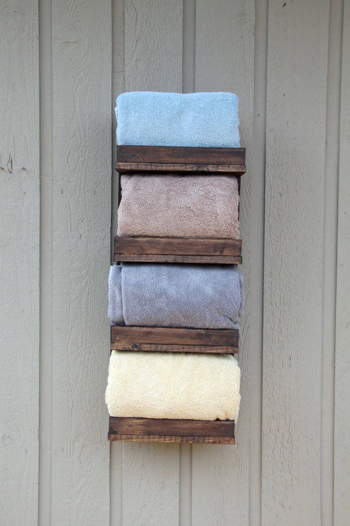 Bathroom Towel Rack, 4 Tier Bath Storage, Everyday Towel Rack, Floating ...