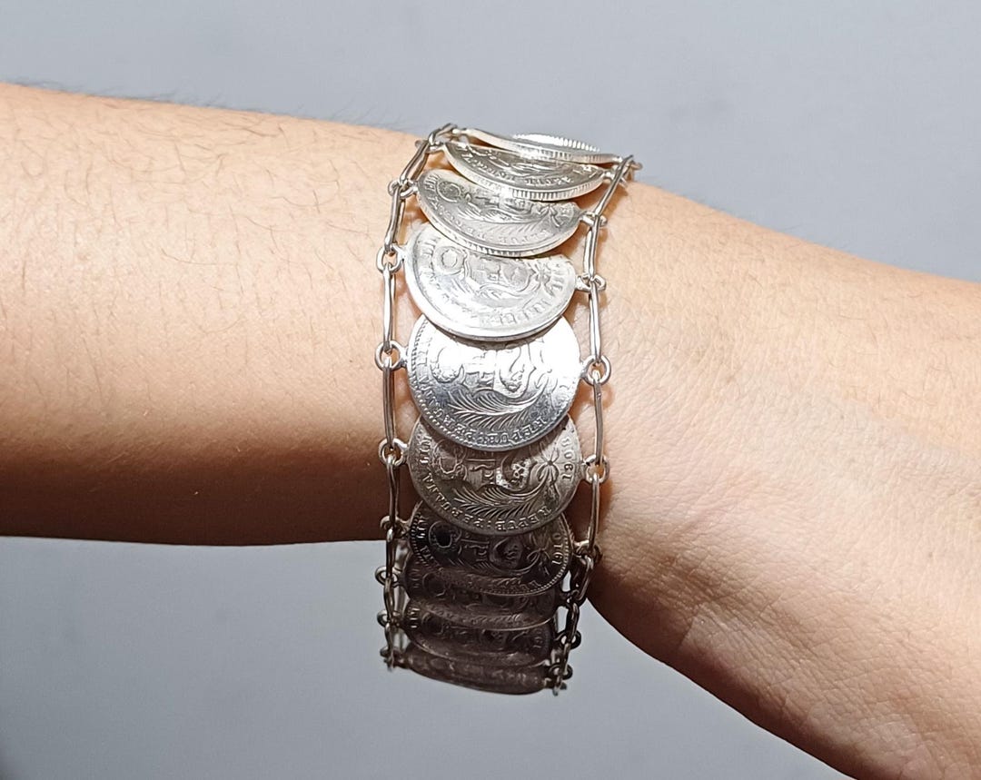 Pulsera Hecha a Mano Con Monedas De Plata Peruana De Entre Los Años ...
