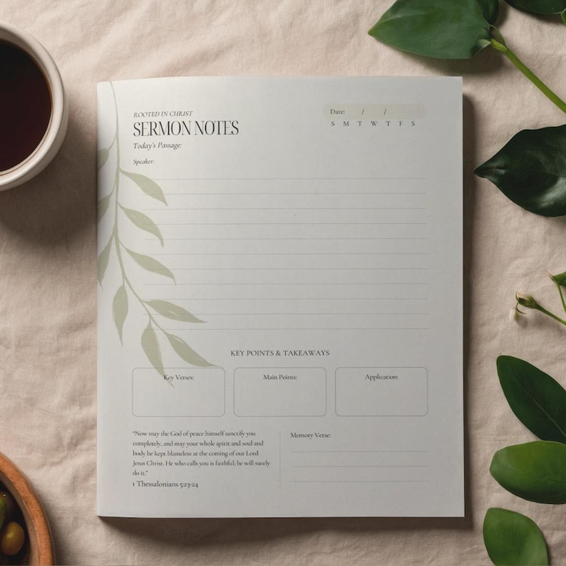 Sermon Notes Printable | Rooted in Christ Church Notes Page | Christian ...