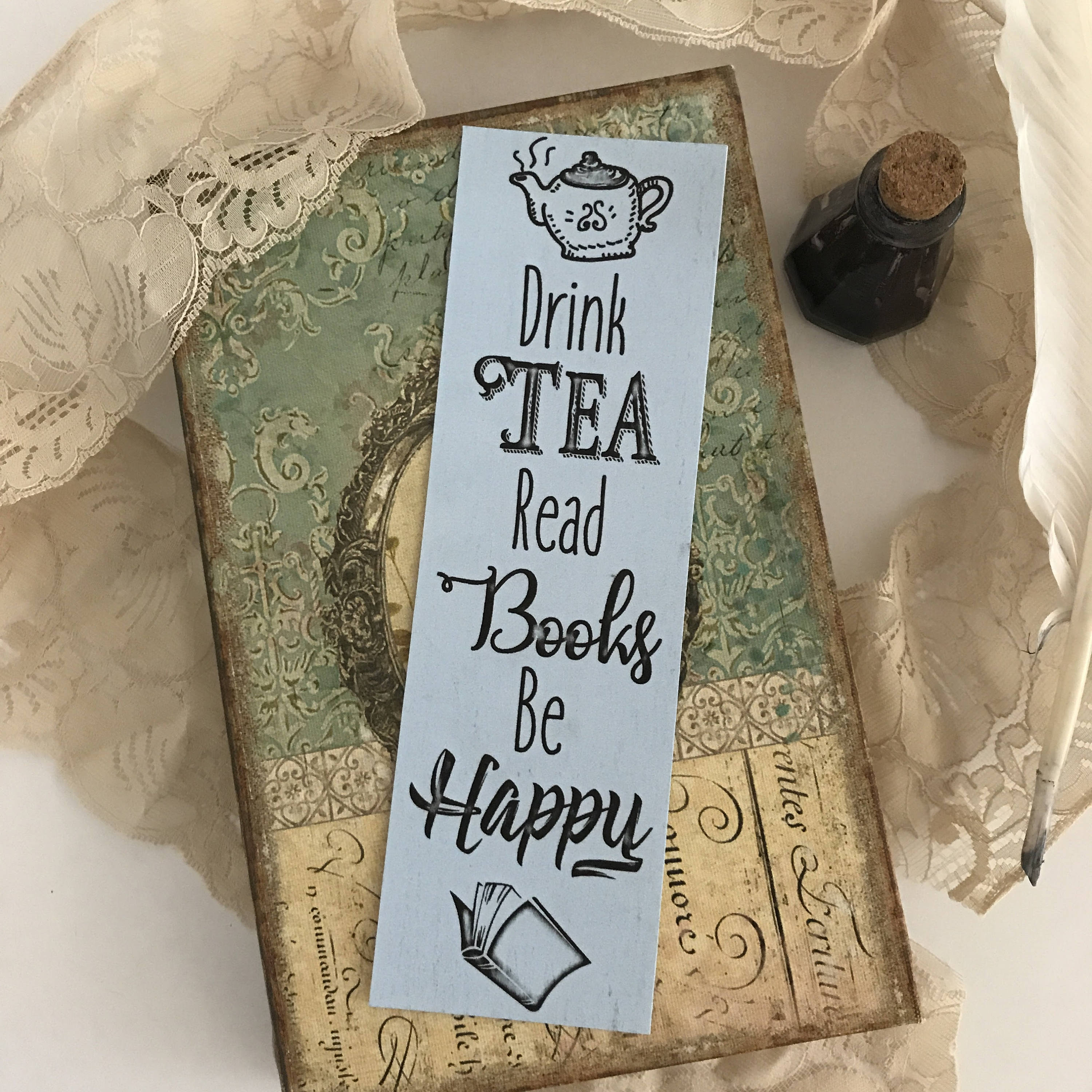 Bookmark Drink Tea Bookmark Quote Bookmark Read Books | Etsy