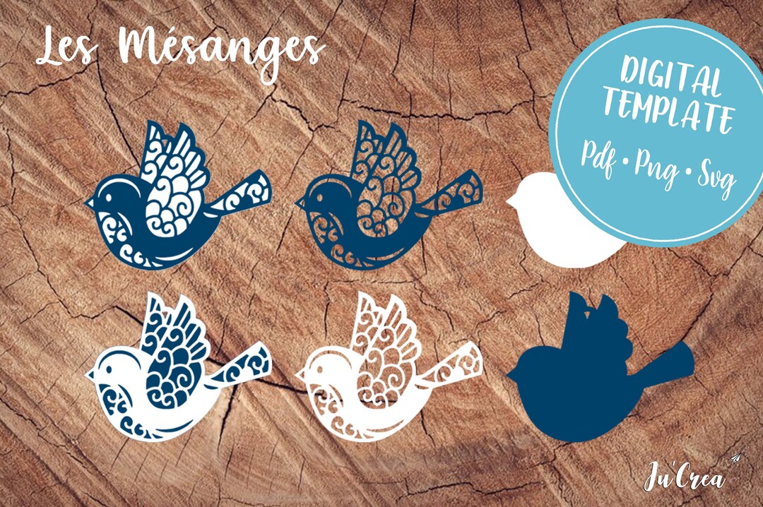 Digital Template Paper Cut-outs Birds Chickadees _ Pdf Png Svg - Etsy ...