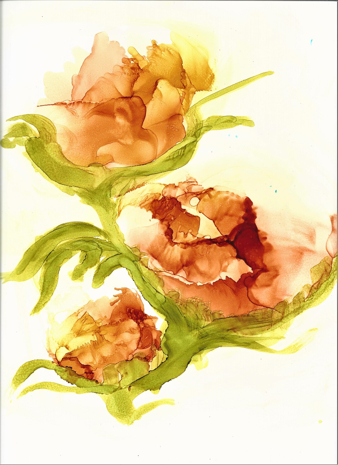 Tyler Roses Trio Alcohol Ink on Paper 9 X 12 Frame Ready Art - Etsy