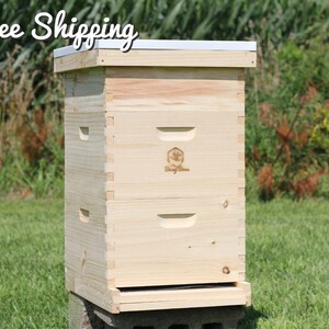 Bee Hive 10 Frame Langstroth 2 Deep Brood & 1 Medium Super Boxes ...
