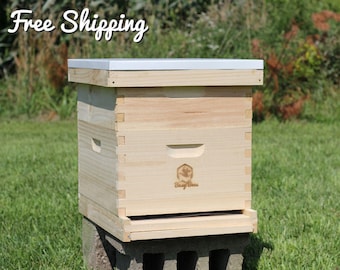 Bee Hive 10 Frame Langstroth 2 Deep Brood & 1 Medium Super Boxes ...