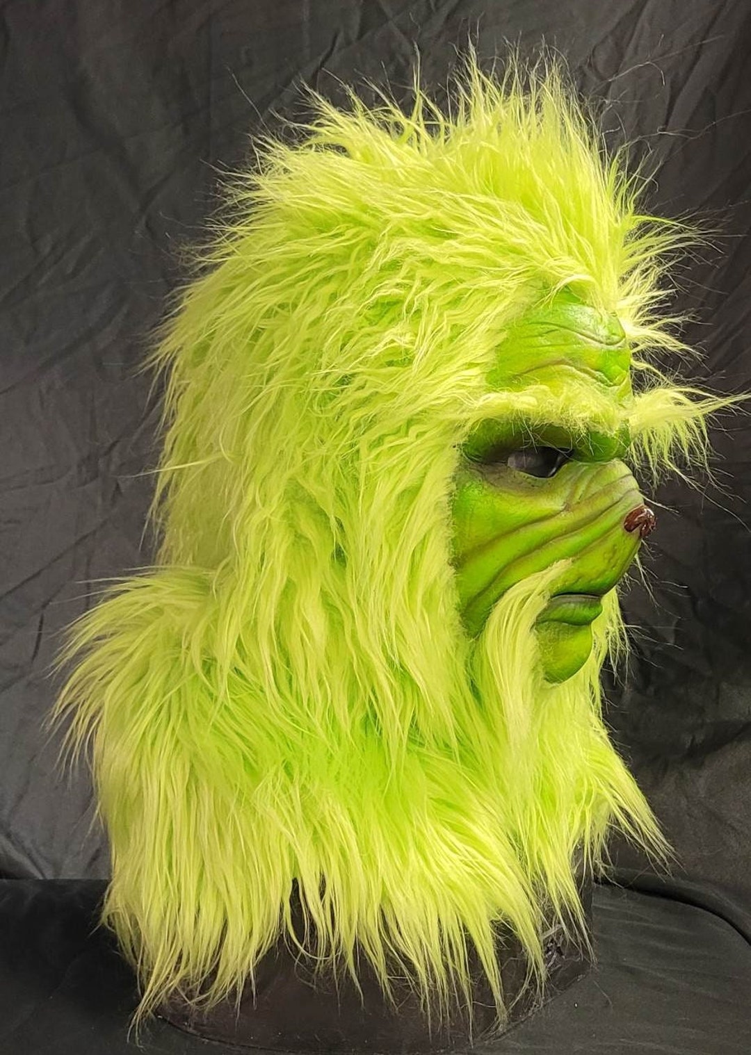Grinch Inspired Full Head Latex Mask Animated Green Fur - Etsy Canada