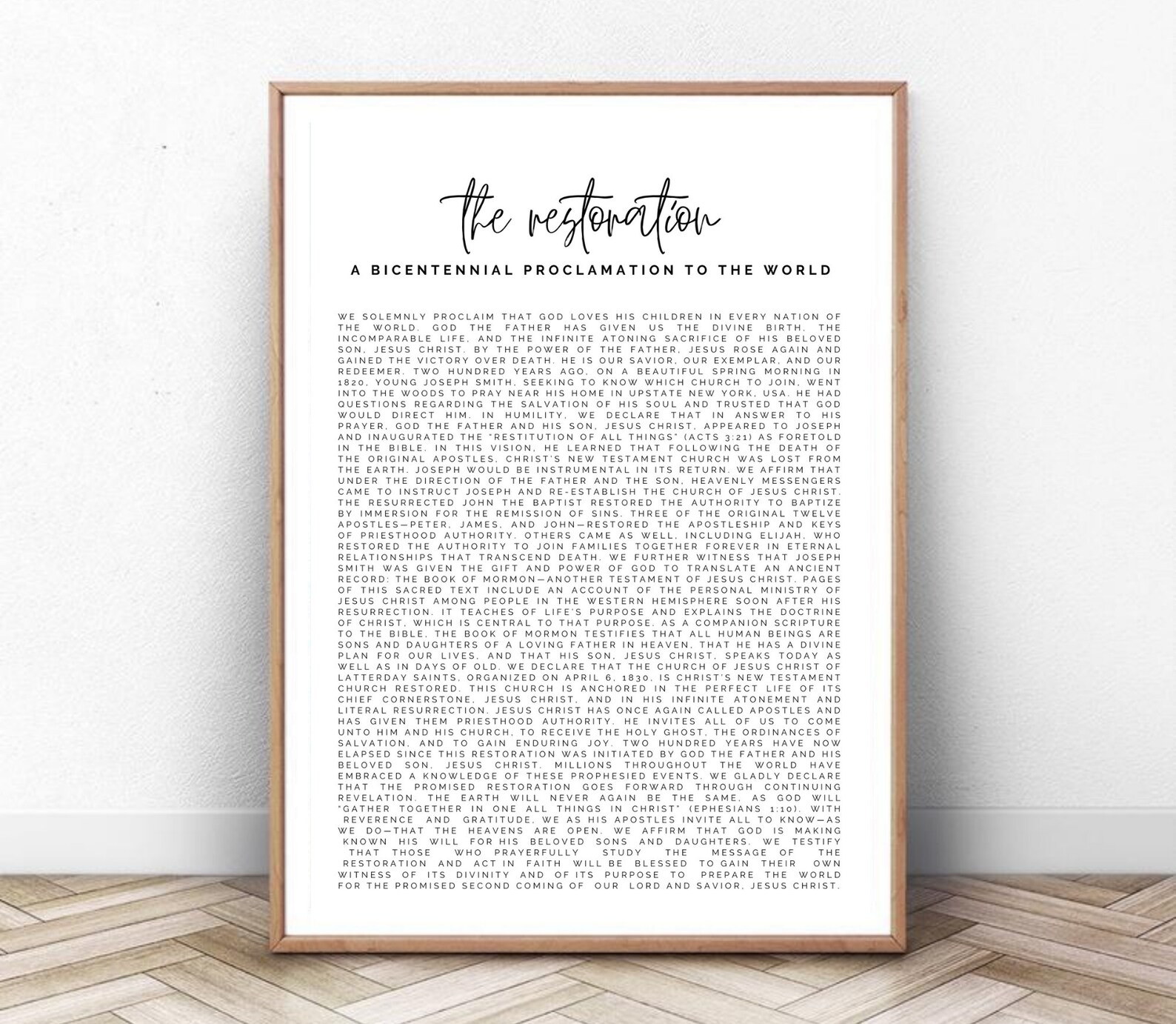 Restoration Proclamation, the Family Proclamation to the World, the ...