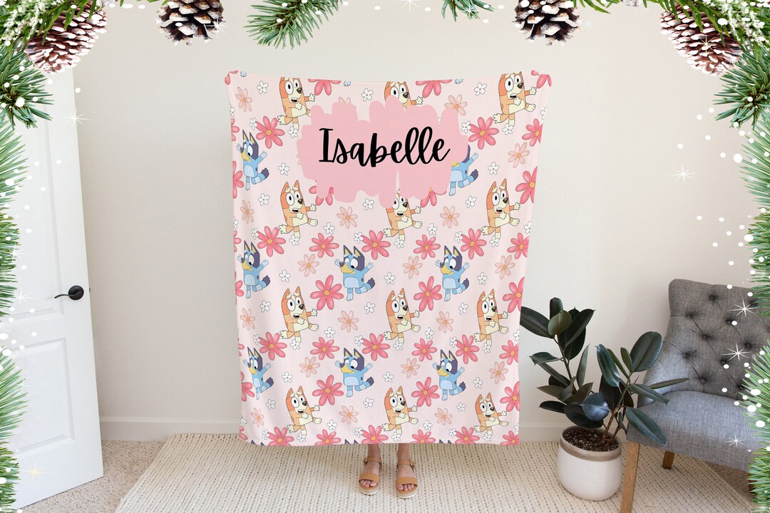 Custom Bluey Vintage Flower Blanket Bluey Blanket Bluey - Etsy