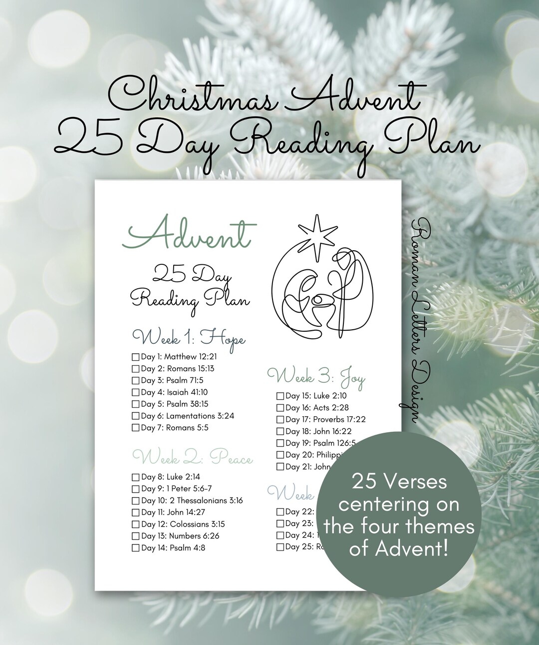 Printable Advent Calendar for Adults, 25 Day Bible Reading Plan and ...