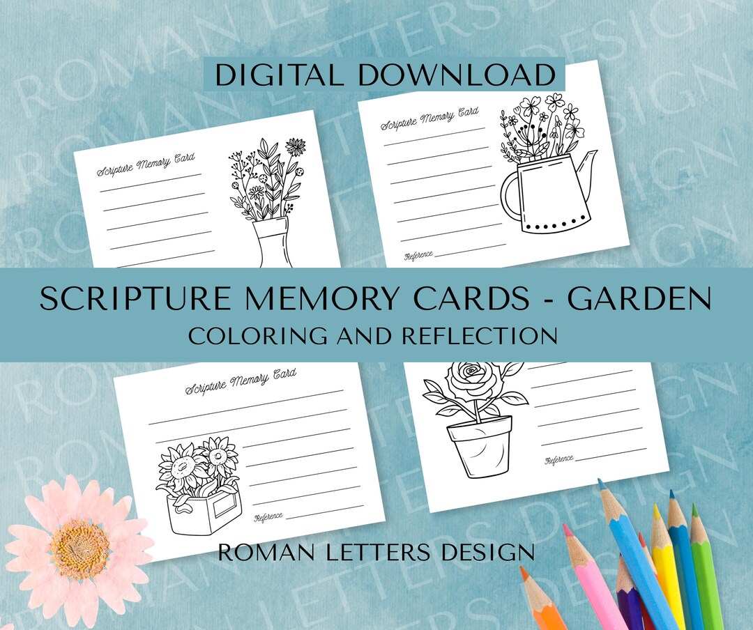 Blank Scripture Memory Cards - Coloring and Reflection - Garden ...