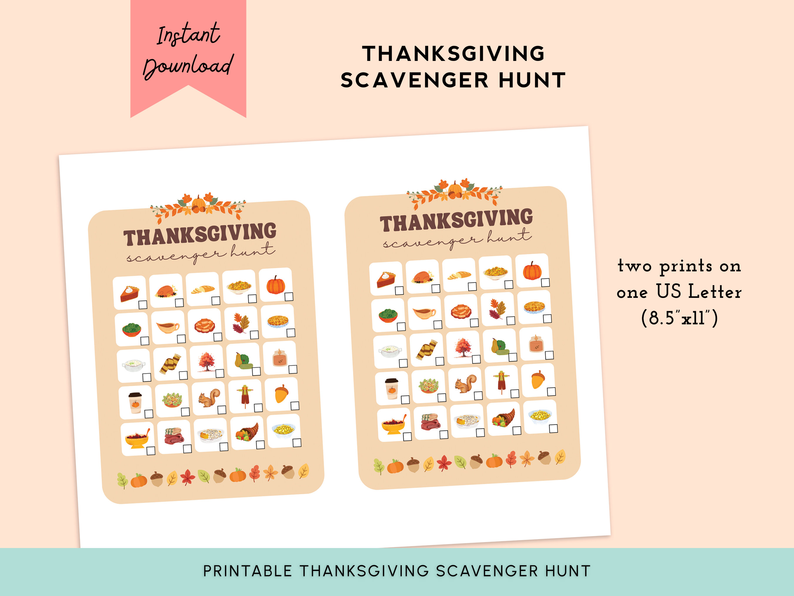 Thanksgiving Scavenger Hunt for Kids and Family Printable Thanksgiving ...
