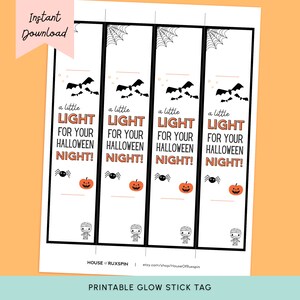 Printable Halloween Glow Stick Tag | Halloween Party Favor, Trick or ...