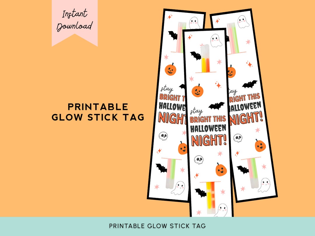 Printable Halloween Glow Stick Tag | Halloween Party Favor, Trick or ...