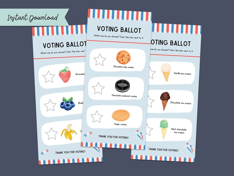 Kids Mock Election Printable Kit, Pretend Play Voting, Kids Vote ...
