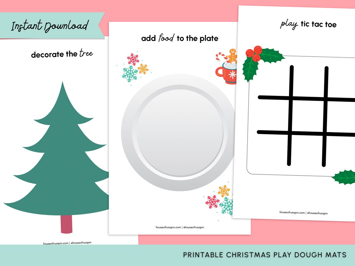 Christmas Play Dough Mats, Printable Holiday Dough Activity Mats ...