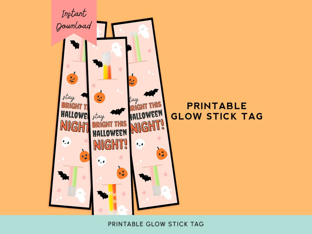 Printable Halloween Glow Stick Tag | Halloween Party Favor, Trick or ...