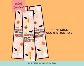 Printable Halloween Glow Stick Tag | Halloween Party Favor, Trick or ...