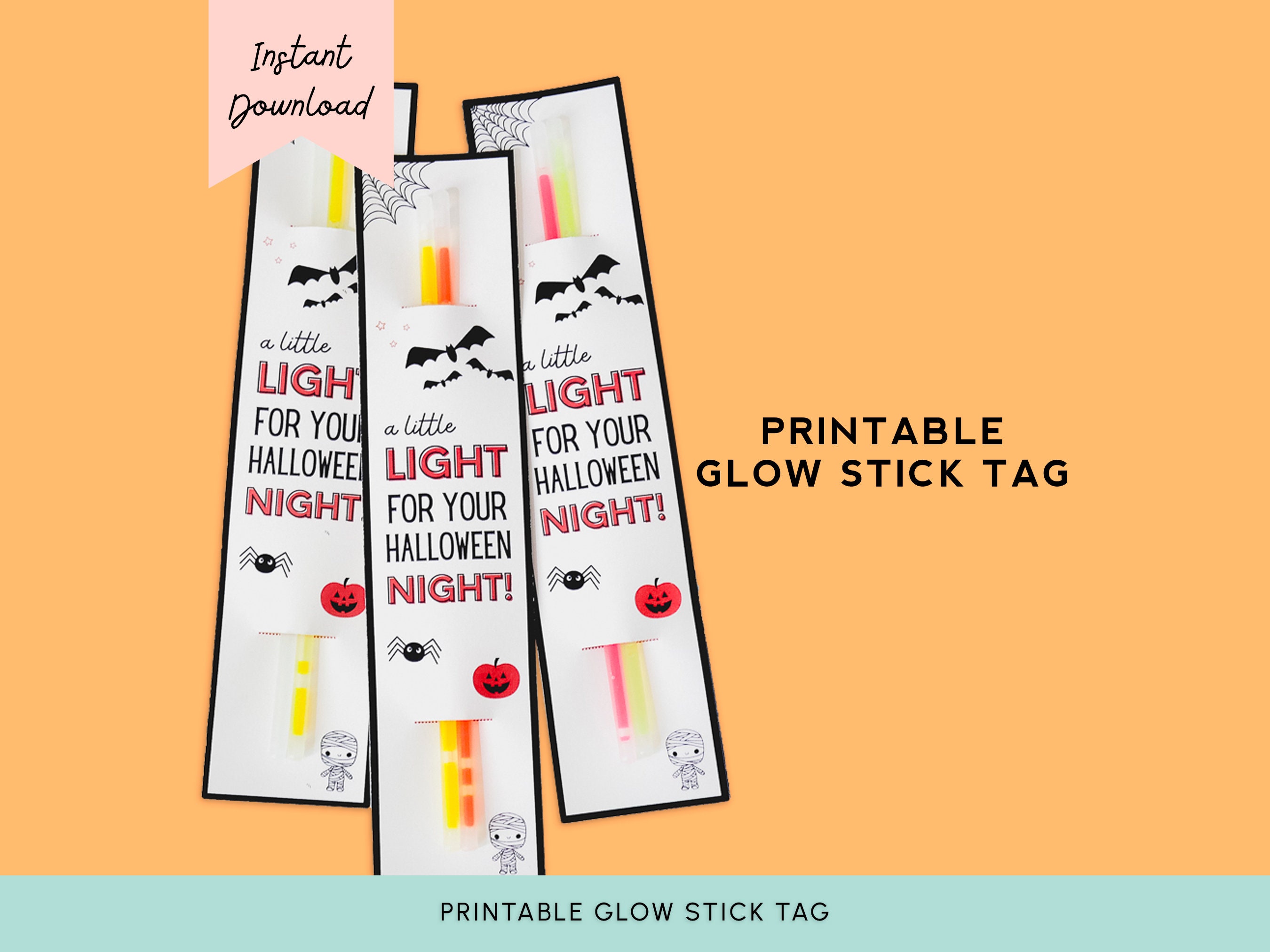 Printable Halloween Glow Stick Tag Halloween Party Favor, Trick or ...