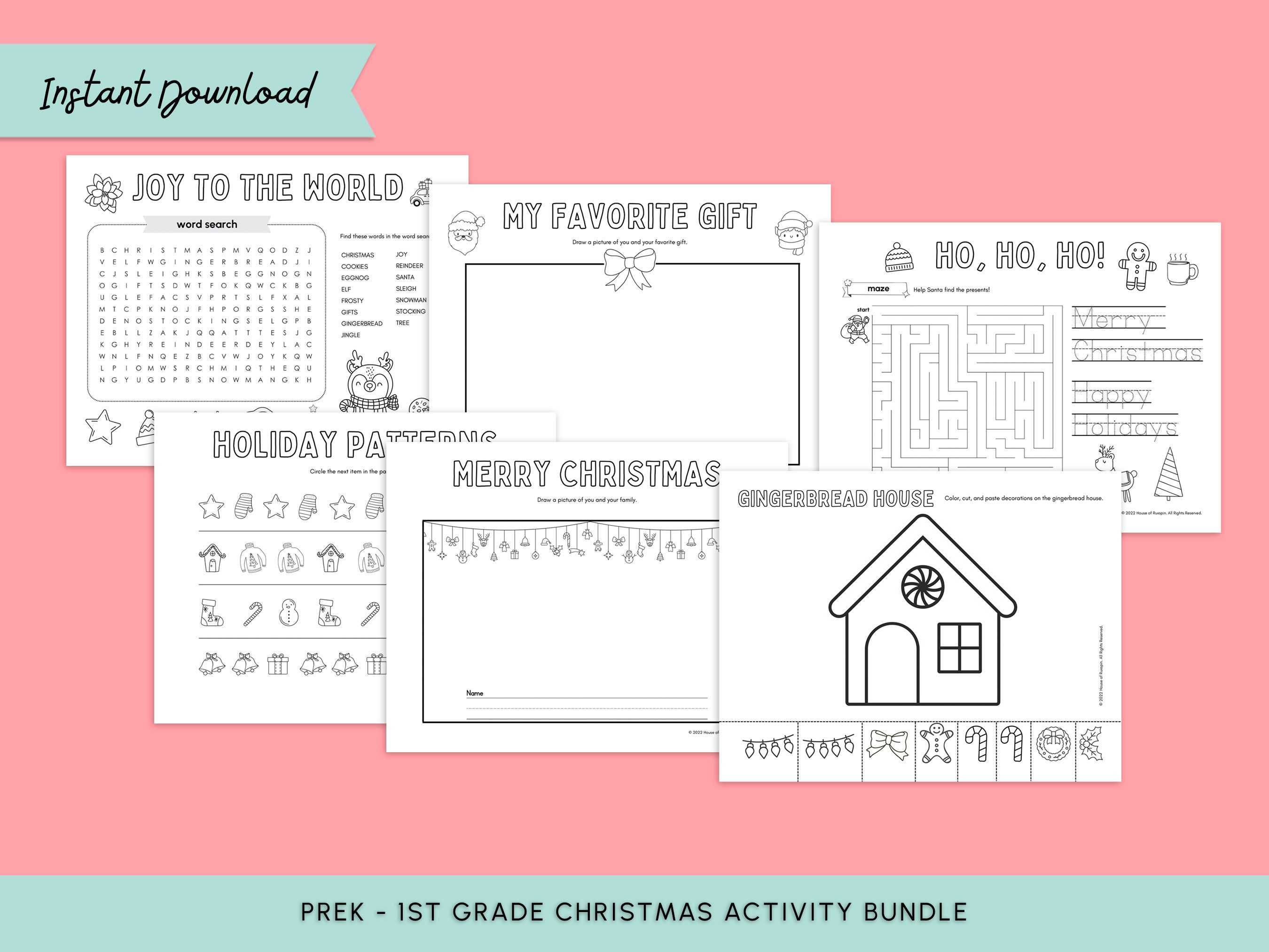 Christmas Coloring Pages, Preschool Christmas Activity, Christmas ...