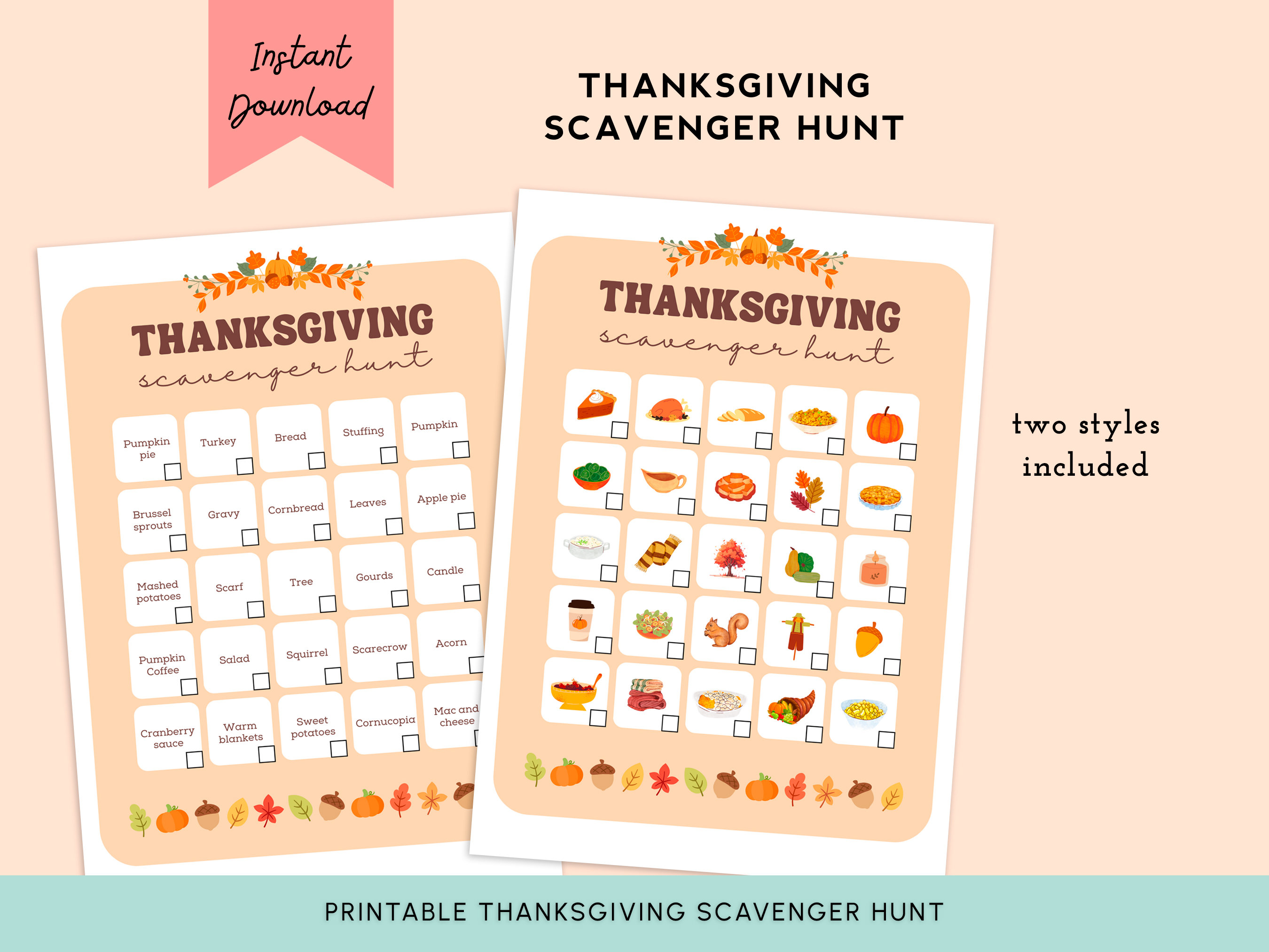 Thanksgiving Scavenger Hunt for Kids and Family Printable Thanksgiving ...