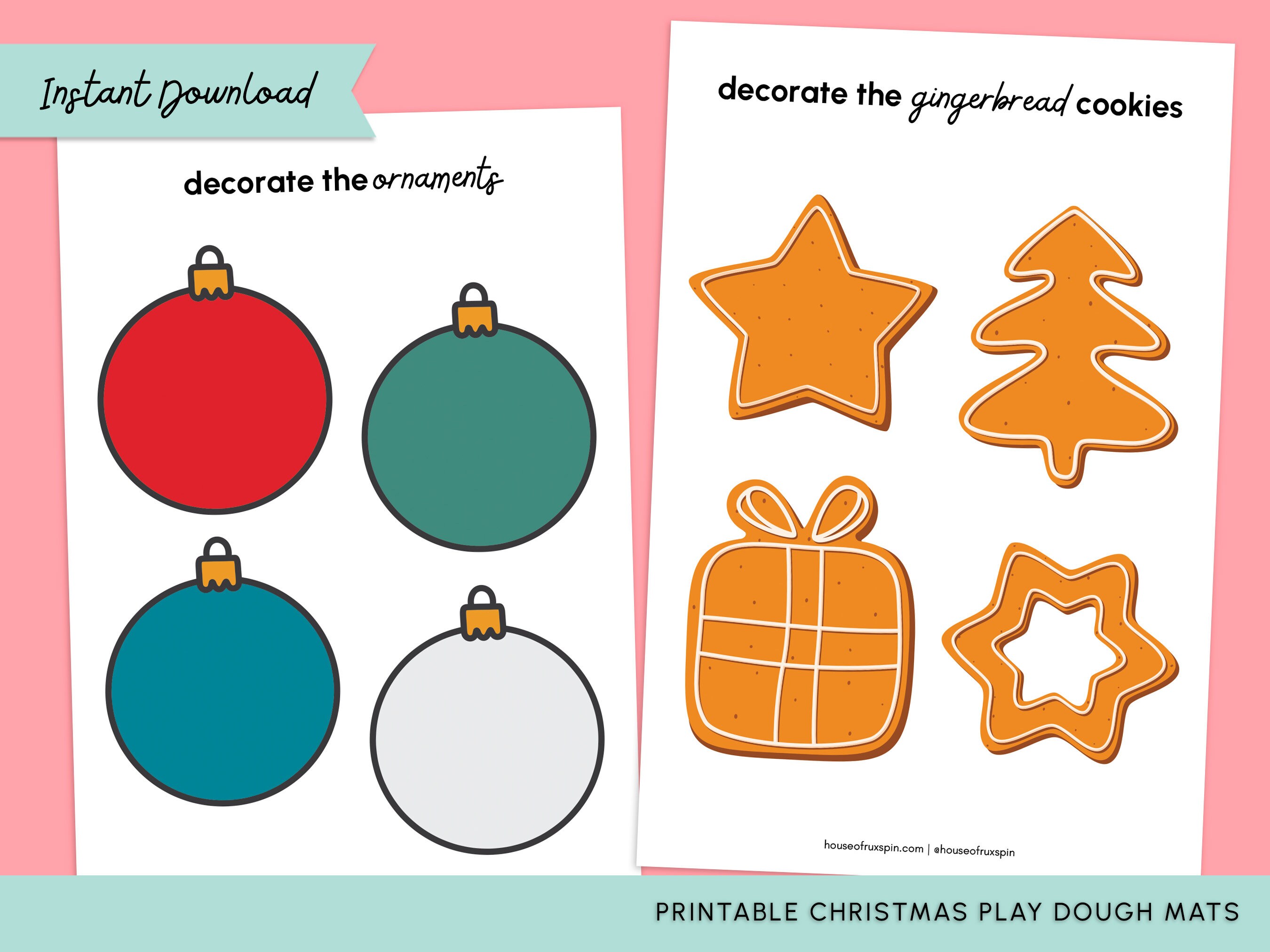 Christmas Play Dough Mats, Printable Holiday Dough Activity Mats ...