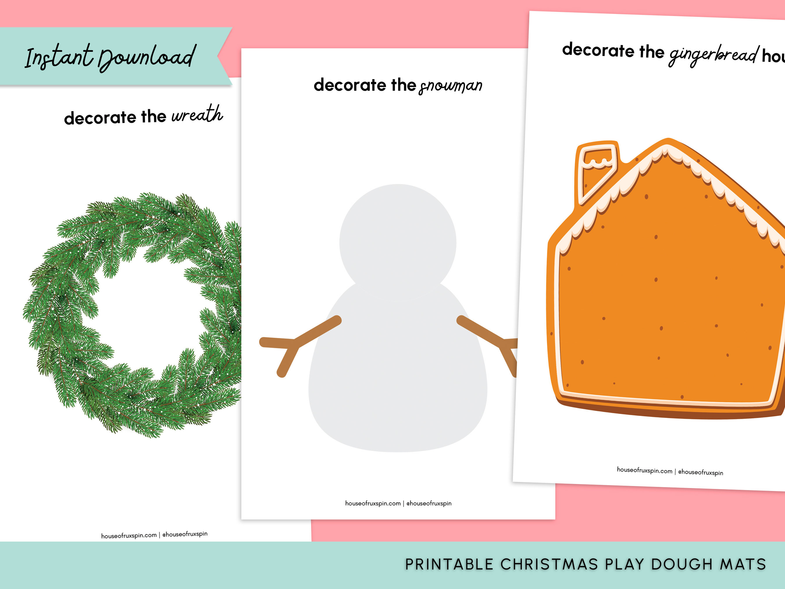Christmas Play Dough Mats, Printable Holiday Dough Activity Mats ...