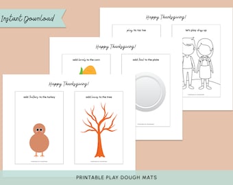 Thanksgiving Play Dough Mats, Printable Play Dough Mats, Thanksgiving ...