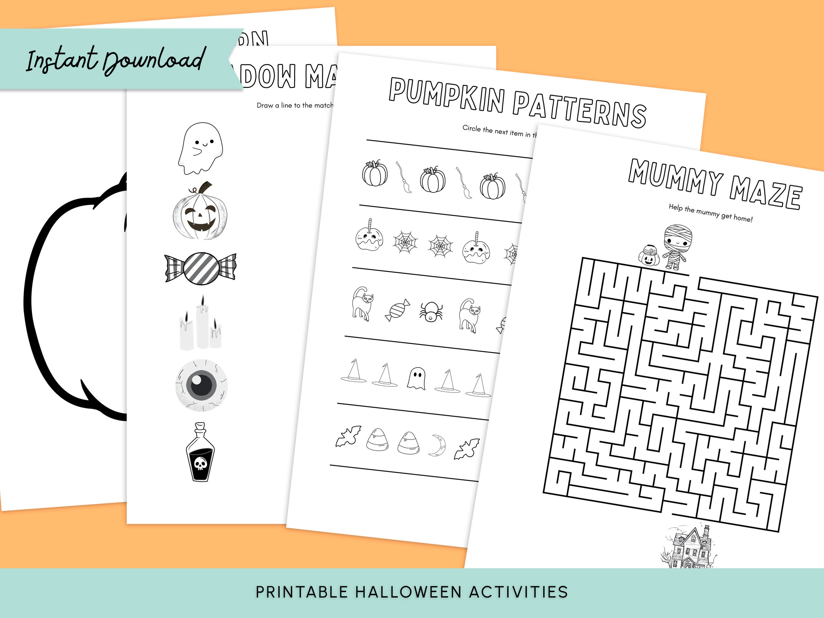 Printable Kid's Halloween Activity Bundle Halloween - Etsy