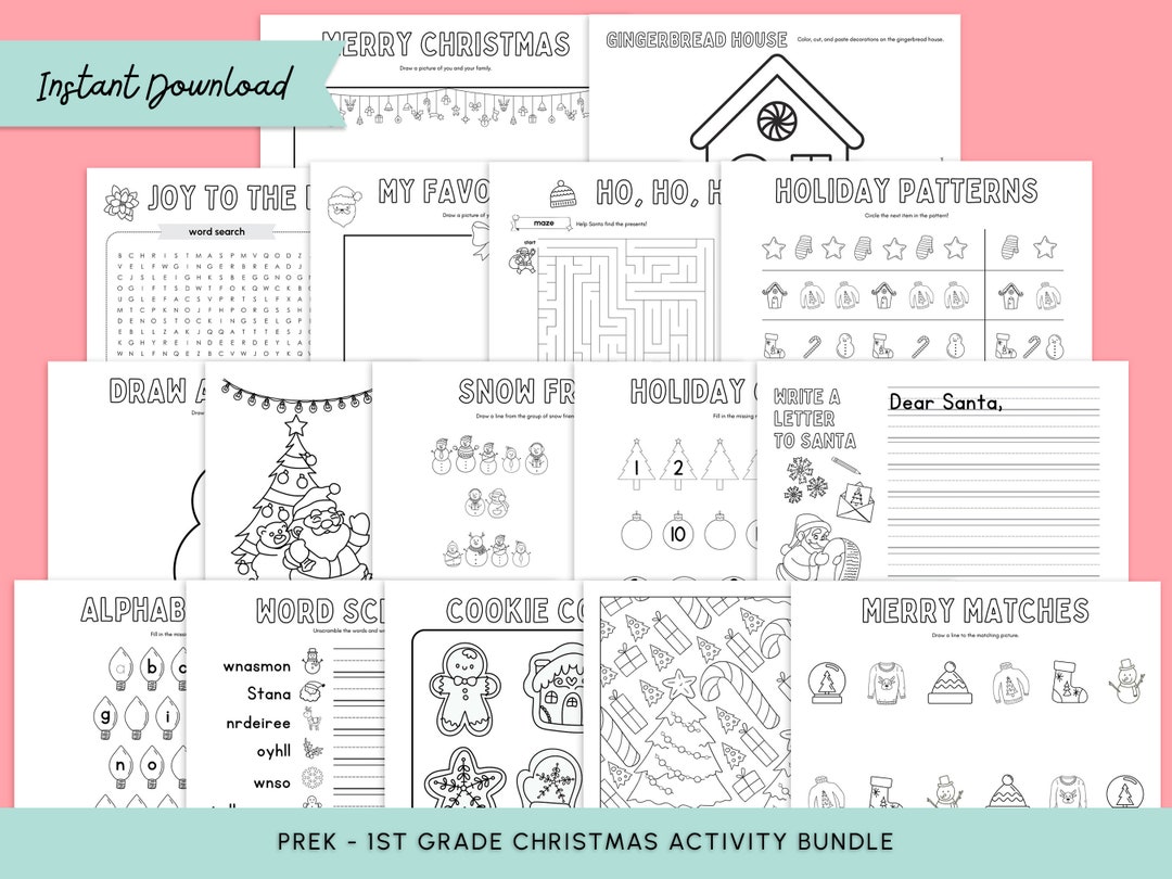 Christmas Coloring Pages Preschool Christmas Activity - Etsy