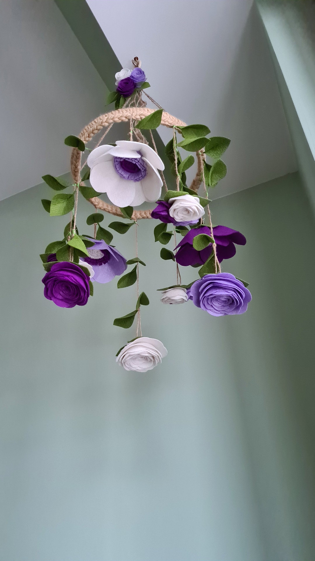 Felt Flower Mobile, Rose Mobile, Nursery Mobile, Custom Color Mobile ...